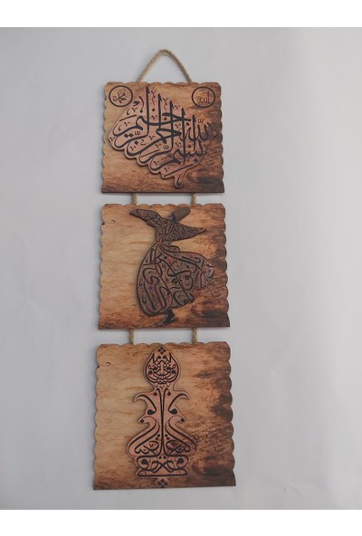 Kanaviçe Çiçek Motifli Ahşap Tablo