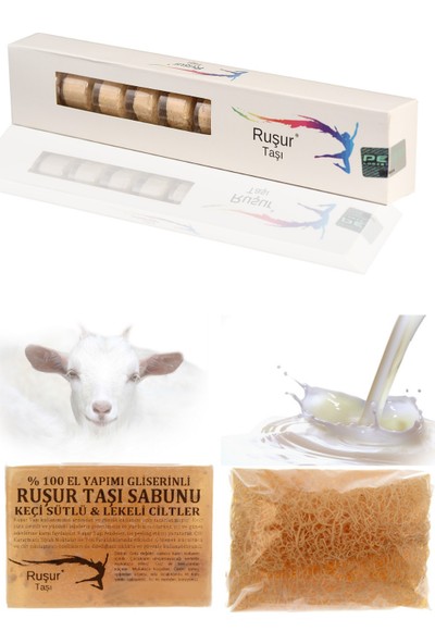 Ruşur Sefidab 1 Kutu Ruşur Taşı + Ruşur Taşı Sabunu Keçi Sütlü Lifli Ruşur Sefidab 1 Kutu Ruşur Taşı + Ruşur Taşı Sabunu Keçi Sütlü Lifli