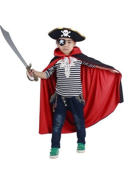 Rengarenk Kostüm Korsan Şapka ve Pelerin
