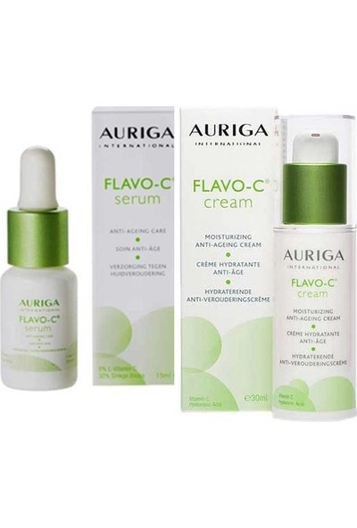 Auriga Flavo-C Anti Aging Bakım Seti Flavo-C Serum 15 ml + Krem 30 ml Set Auriga Flavo-C Anti Aging Bakım Seti Flavo-C Serum 15 ml + Krem 30 ml Set
