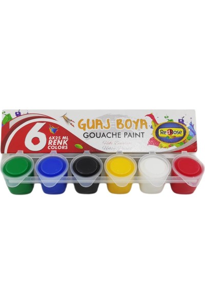 Red Rose Birleşik Set Guaj Boya 25 Ml. 6 Renk Red Rose Birleşik Set Guaj Boya 25 Ml. 6 Renk