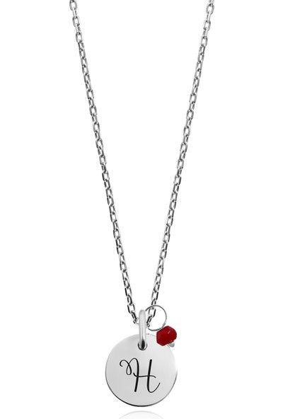 Tasarlatak Garnet Taşlı H Harfli Gümüş Kolye Tasarlatak Garnet Taşlı H Harfli Gümüş Kolye