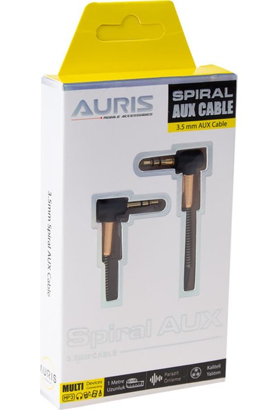 Auris ARS-AU02 Spiralli Aux Ses Kablosu - 1m