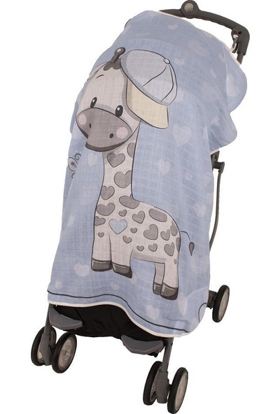 Sevi Bebe Pano Baskılı Müslin Bebek Arabası Örtüsü ART-315 Zürafa