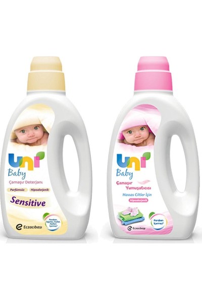 Uni Baby Sensitive Çamaşır Deterjanı 1500 ml + Çamaşır Yumuşatıcısı 1500 ml Uni Baby Sensitive Çamaşır Deterjanı 1500 ml + Çamaşır Yumuşatıcısı 1500 ml