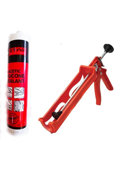 Hmo Dizayn Star Şeffaf Silikon 300 ml ve Silikon Tabancası