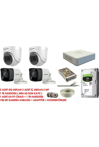 Hikvision 4'lü Set 2 Mp Hd Kamera Sistemi