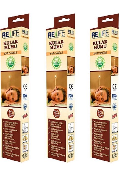 Relife Kulak Temizleme Mumu Çubuğu 3 Kutu (6 Çubuk) Relife Kulak Temizleme Mumu Çubuğu 3 Kutu (6 Çubuk)