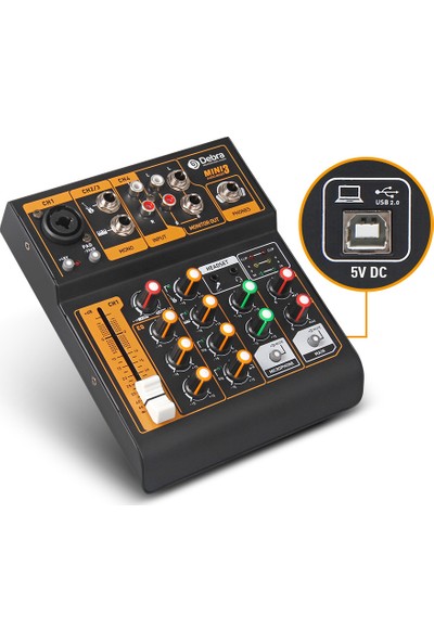 Debra Profesyonel 4 Kanal USB Dj Mini Mikser 48V Debra Profesyonel 4 Kanal USB Dj Mini Mikser 48V