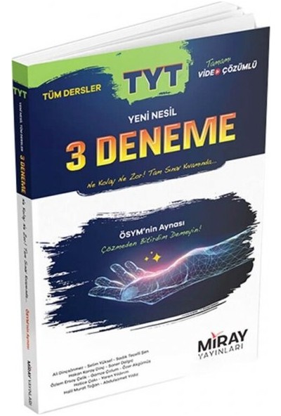 Miray Yayınları TYT Tüm Dersler Yeni Nesil 3 Deneme