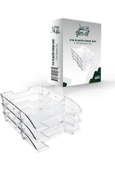 Gen-Of Hareketli Şeffaf 3 Katlı Evrak Rafı