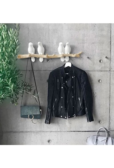 Cajuart Dekoratif Dörtlü Modern Duvar Askılık Dal Üstünde Kuş Duvar Dekor Askı Cajuart Dekoratif Dörtlü Modern Duvar Askılık Dal Üstünde Kuş Duvar Dekor Askı