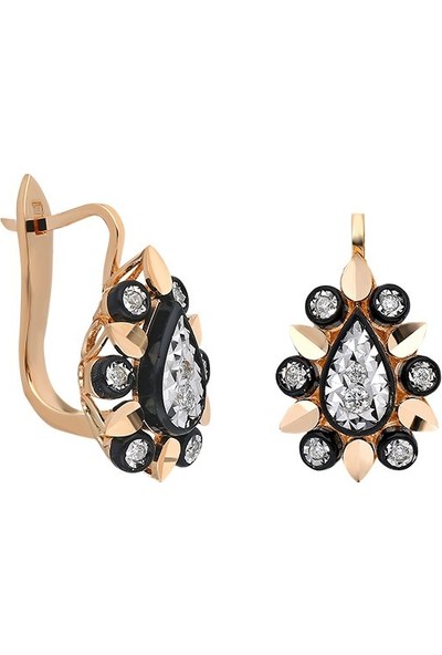 Vav Pırlanta 0,12 Ct 8 Ayar Elmas Küpe