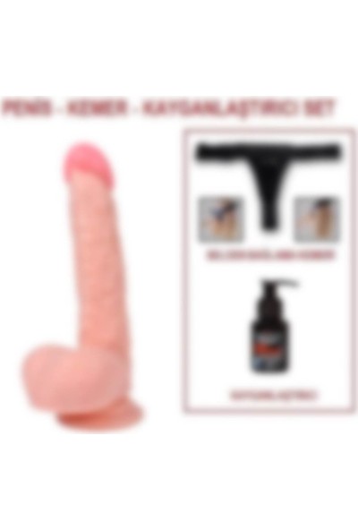 Lilitu Shop 25,5 cm Belden Bağlamalı Realistik Dildo Penis Set