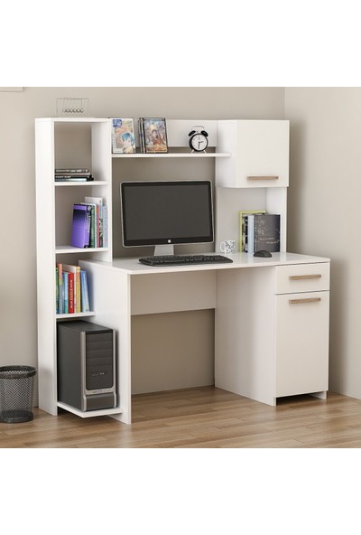 Evim Merry Modern Raflı Dolaplı Çalışma Masası Beyaz Evim Merry Modern Raflı Dolaplı Çalışma Masası Beyaz