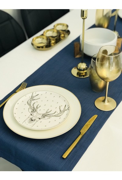 Vinebedding Mia Indigo Runner 40 x 150CM Dertsiz, Leke Tutmaz