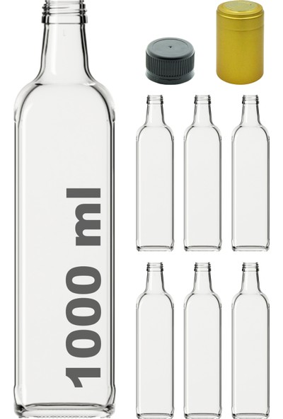 Afracam Maraska Şeffaf 1000 ml Kilitli Kapaklı ve Kapüşonlu Boş Cam Şişe 6 Adet Afracam Maraska Şeffaf 1000 ml Kilitli Kapaklı ve Kapüşonlu Boş Cam Şişe 6 Adet