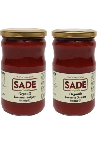 Sade Organik Domates Salçası 650 gr 2'li