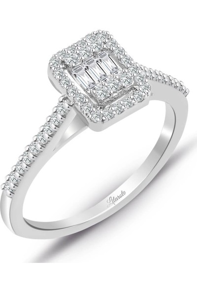 Lilarote 0.40 ct Baget Kare Tektaş Yüzük