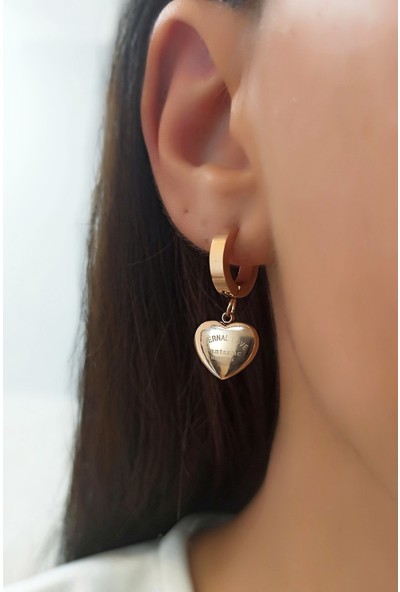 ÇLK Accessories Çelik Kalp Figür Halka Çelik Küpe ÇLK Accessories Çelik Kalp Figür Halka Çelik Küpe