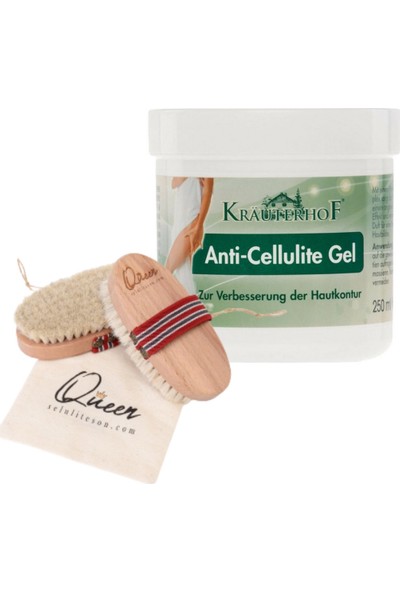 Krauterhof Selülit Karşıtı Jel 250 ml + Queen At Kılı Fırçası % 100 Doğal Selülit Fırçası