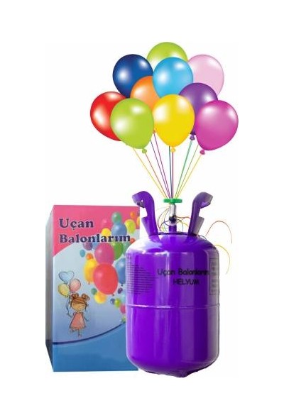 Masho Trend 3 Litre Helyum Gazı - Ses Değiştirici Uçan Balon Helyum Tüpü + 20 Balon + Balon Ipi