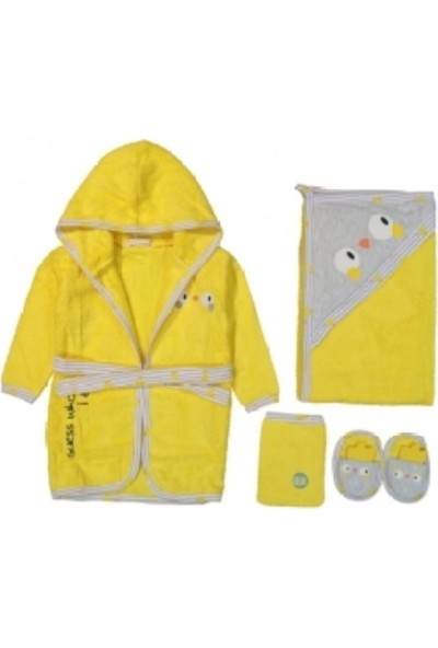 Miniworld Unisex Bebek Chick Baskılı Bornoz Seti Miniworld Unisex Bebek Chick Baskılı Bornoz Seti