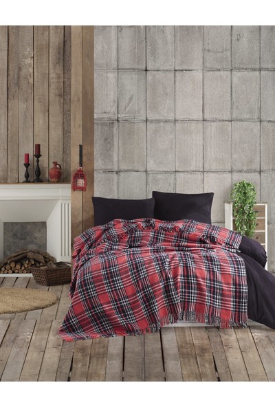 Eponj Home Battaniye Çift Kişilik Ekose Fuşya-Kiremit Eponj Home Battaniye Çift Kişilik Ekose Fuşya-Kiremit