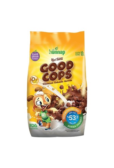 Hünnap Goodcops Keçi Sütlü Vitaminli Kakaolu Kahvaltılık Mısır Gevreği 300 gr