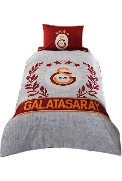 Taç Lisanslı Nevresim Takımı Tek Kişilik Galatasaray Grey