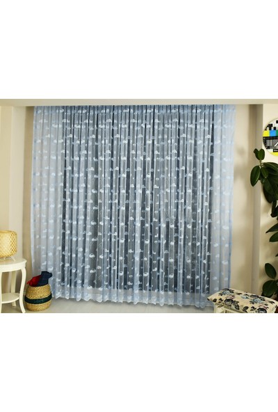 Çocuk Odası Arabalı Tül Mavi (Pilesiz)