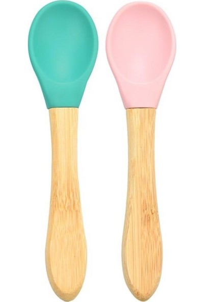 Oioi Bambu Saplı Silikon Kaşık 2li Yeşil Pembe Oioi Bambu Saplı Silikon Kaşık 2li Yeşil Pembe