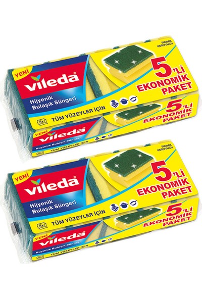Vileda Yeşil Oluklu Sünger 5'li Ekonomik Paket x 2 Adet Vileda Yeşil Oluklu Sünger 5'li Ekonomik Paket x 2 Adet