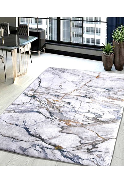 Nur Home Tekstil Süngerli Lastikli Halı Örtüsü Nrh-31 Mermer Desen