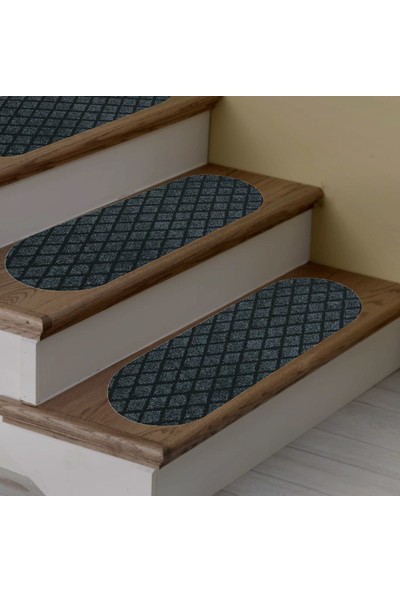 Stepmat Desenli Kaymaz Tabanlı Merdiven Basamak Paspası / Halısı