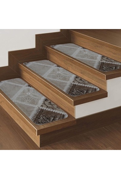 Stepmat Desenli Halıdan Kaymaz Tabanlı Merdiven Basamak Paspası / Halısı Stepmat Desenli Halıdan Kaymaz Tabanlı Merdiven Basamak Paspası / Halısı