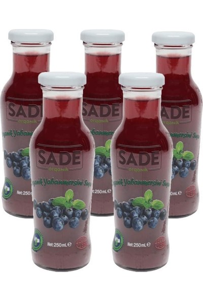 Sade Organik Yaban Mersini Suyu 5X250 ml Sade Organik Yaban Mersini Suyu 5X250 ml