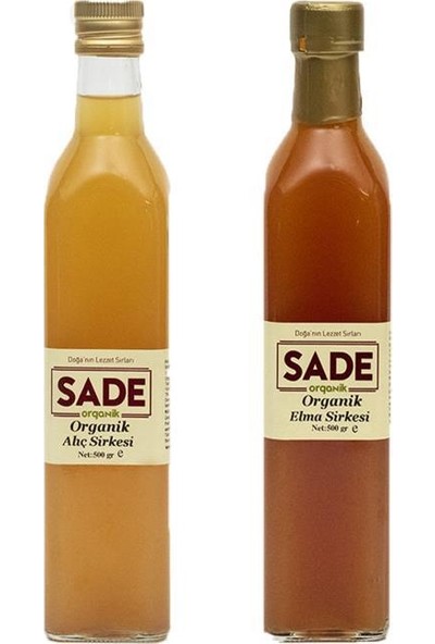 Sade Organik Alış Sirkesi 500gr + Sade Organik Elma Sirkesi 500gr