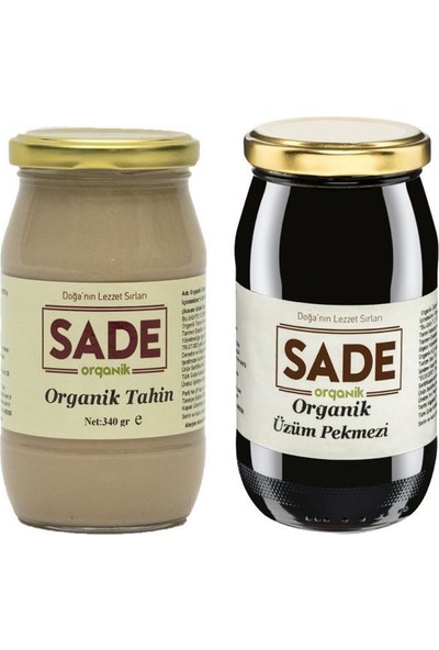 Sade Organik Tahin 340gr + Sade Organik Üzüm Pekmezi 460gr Sade Organik Tahin 340gr + Sade Organik Üzüm Pekmezi 460gr