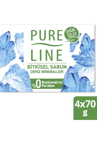 Pure Line Doğal Özler Bitkisel Bazlı Sabun Deniz Mineralleri 4 x 70 gr Pure Line Doğal Özler Bitkisel Bazlı Sabun Deniz Mineralleri 4 x 70 gr