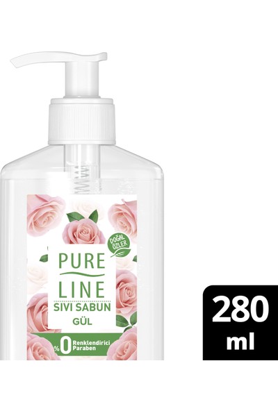 Pure Line Doğal Özler Sıvı Sabun Gül 280 ml Pure Line Doğal Özler Sıvı Sabun Gül 280 ml