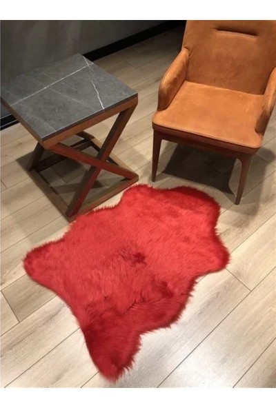 Halı Portalı Halıportalı Süet Taban Kırmızı Kuzu Postu Halı