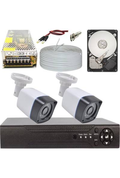Elitcam 2'li 5 Megapiksel Sony Lens 1080P Aptina Sensör Güvenlik Kamerası Seti Hardisk Dahil Elitcam 2'li 5 Megapiksel Sony Lens 1080P Aptina Sensör Güvenlik Kamerası Seti Hardisk Dahil