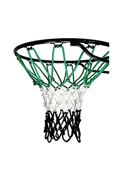 Özbek Basketbol Filesi 4mm Polys. Yeşil - Beyaz - Siyah - 2 Adet (Basketbol Pota Ağı)