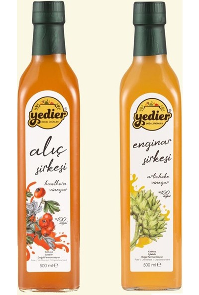 Yedier Enginar Sirkesi+Alıç Sirkesi Doğal Fermente 500 ml+500 ml