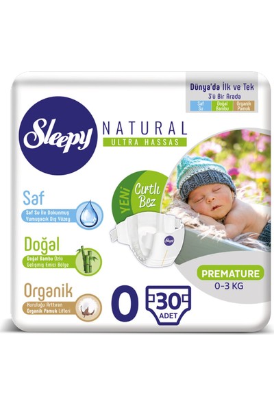 Sleepy Natural Bebek Bezi Premature 0 Beden Jumbo Paket (30 Adet) Sleepy Natural Bebek Bezi Premature 0 Beden Jumbo Paket (30 Adet)