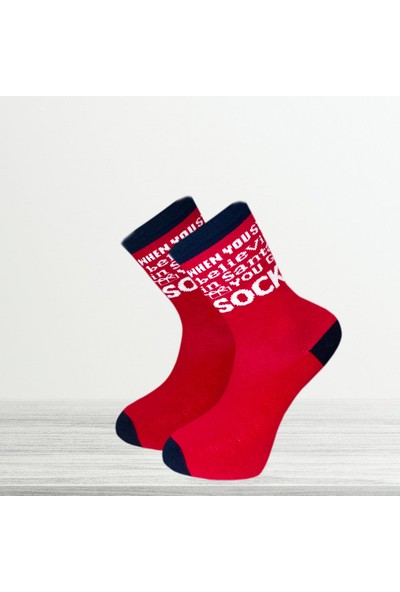 Lara Yeni Yıl Noel Yazılı Kırmızı Soket Çorap - Yynk-1 Lara Yeni Yıl Noel Yazılı Kırmızı Soket Çorap - Yynk-1