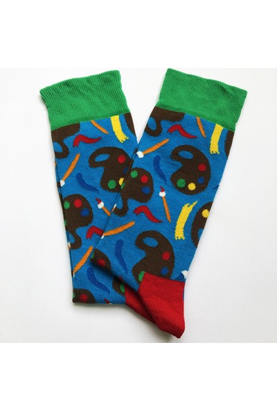 Lara Paint Desenli Karışık Renkli Soket Çorap - Pdk-1 Lara Paint Desenli Karışık Renkli Soket Çorap - Pdk-1