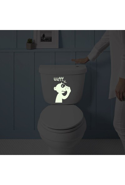 Asilmeydan Burnunu Kapatan, Üüfff Yazılı Fosforlu, Karanlıkta Parlayan Wc Klozet Sticker