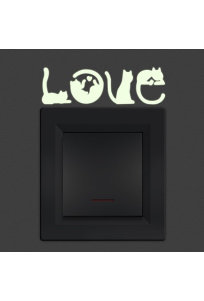 Asilmeydan 2 Adet Karanlıkta Parlayan Fosforlu Love Yazılı Kediler Figürlü Işık Anahtar, Priz Dekoratif Sticker Asilmeydan 2 Adet Karanlıkta Parlayan Fosforlu Love Yazılı Kediler Figürlü Işık Anahtar, Priz Dekoratif Sticker
